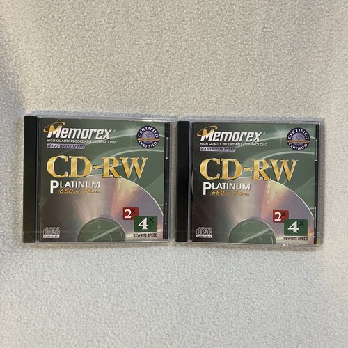 (2) Memorex CD-RW Platinum 4x Rewritable Speed 650 Mb / 74 Minutes ...