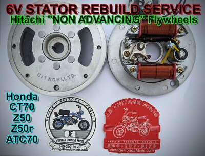 Honda CT70 Z50 Z50R ATC70 6V Stator Rebuild Service | Hitachi Flywheels