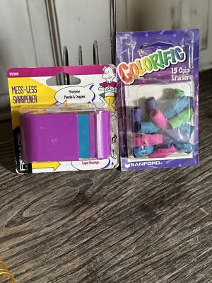 VINTAGE 90s School Supplies Fiskar Pencil Crayon Sharpener Sanford Cap ...