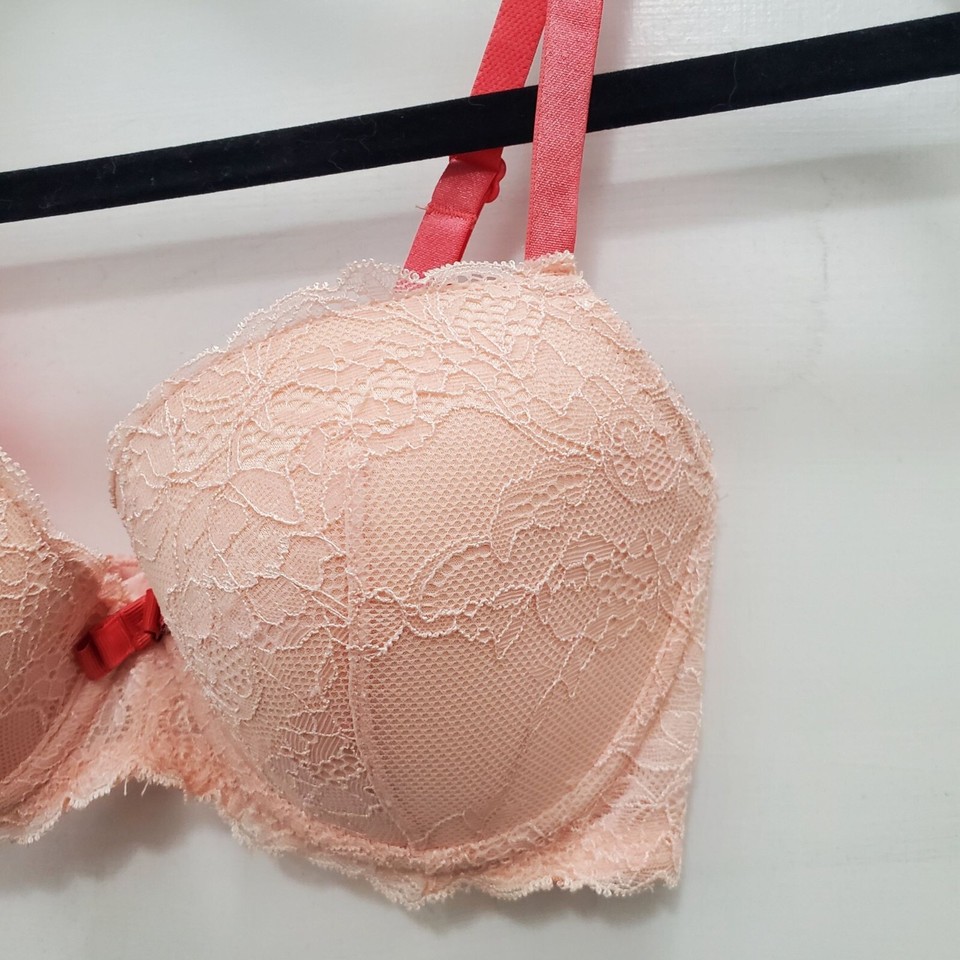 Affinitas Intimates Peach Melon Lace Push Up Demi Underwire Bra Size US ...