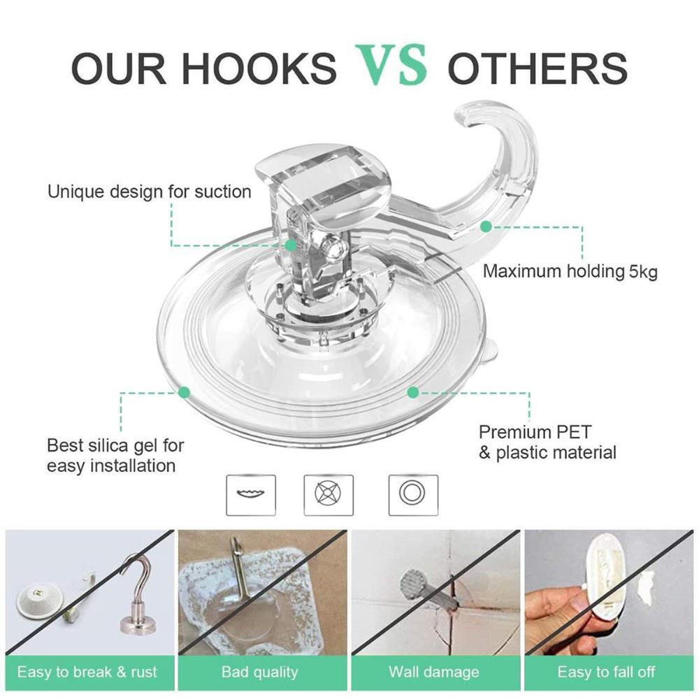 BATHROOM SUCTION HOOKS 2-6 Large Tile Shower Screen Clear Plastic ...