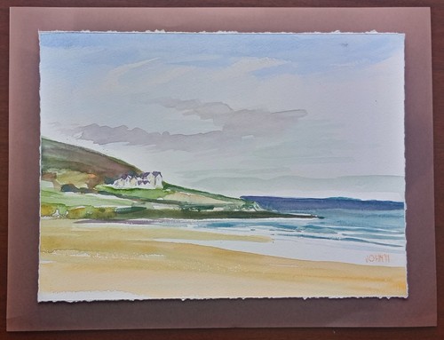 Original Watercolor, Croyde Beach Devon England, signed by John Charles ...