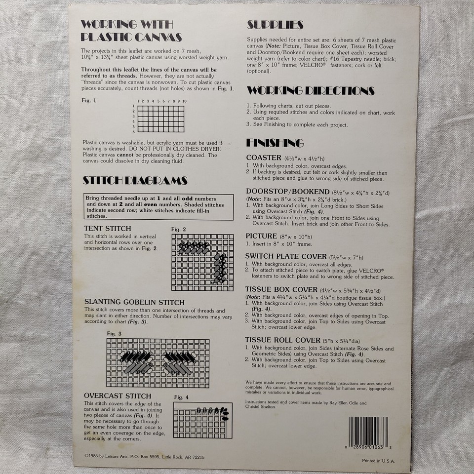 Vtg 1986 ROSES IN BLOOM IN PLASTIC CANVAS Leisure Arts Leaflet 1063 | eBay