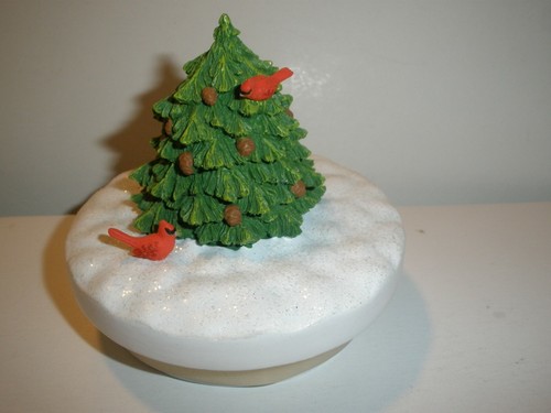 NEW Hallmark Candle Jar Topper Tree with Red Cardinal Birds | eBay
