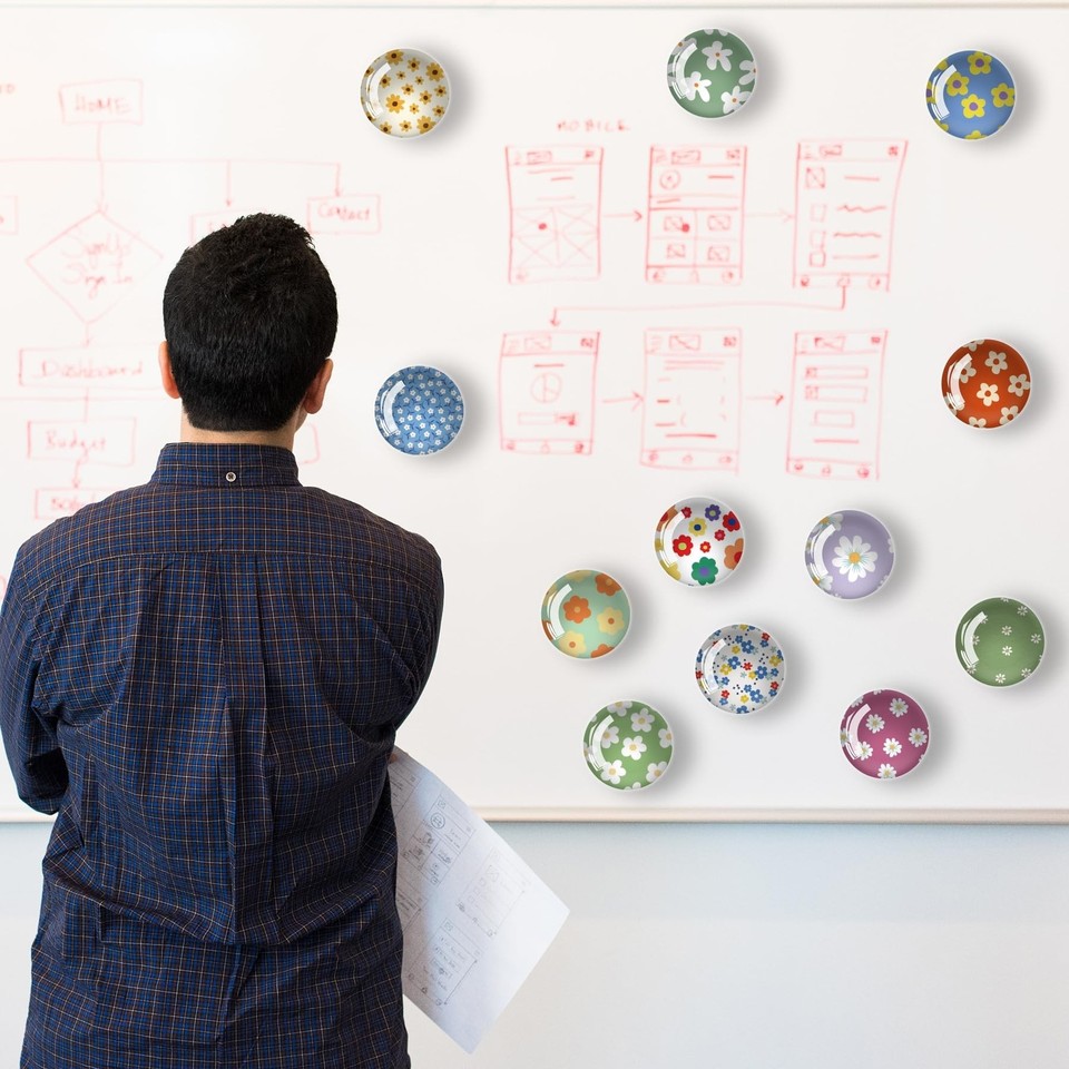 Bamsod 12 PCS Glass Strong Refrigerator Magnets,Pattern Magnets ...