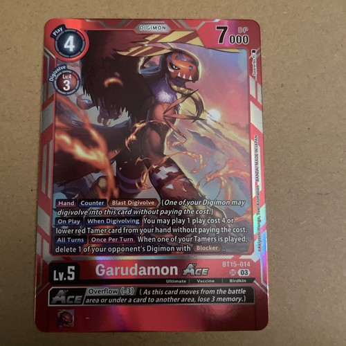 Garudamon ACE BT15-014 SR Digimon CCG | Exceed Apocalypse NM | eBay