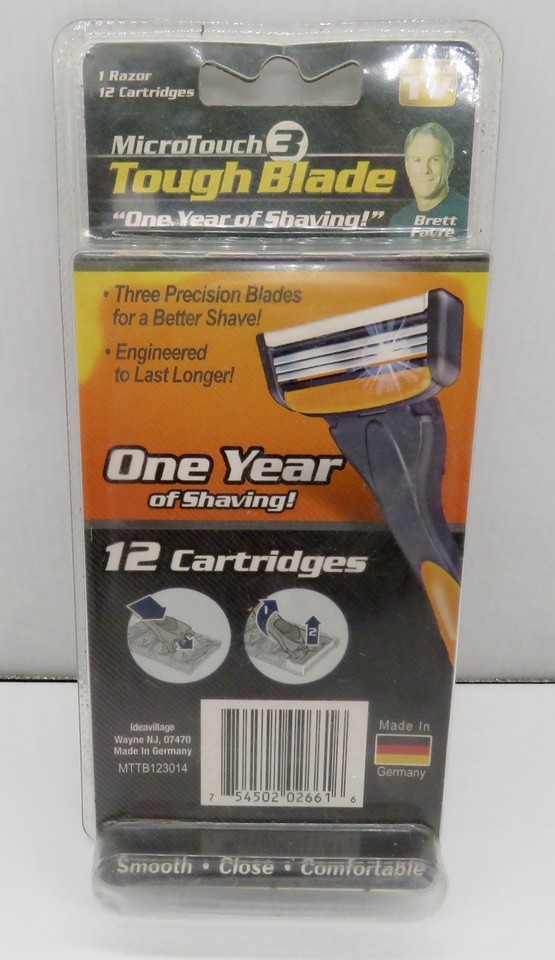 NEW MicroTouch 3 Tough Blade Razor 12 Cartridges Brett Favre razor As ...