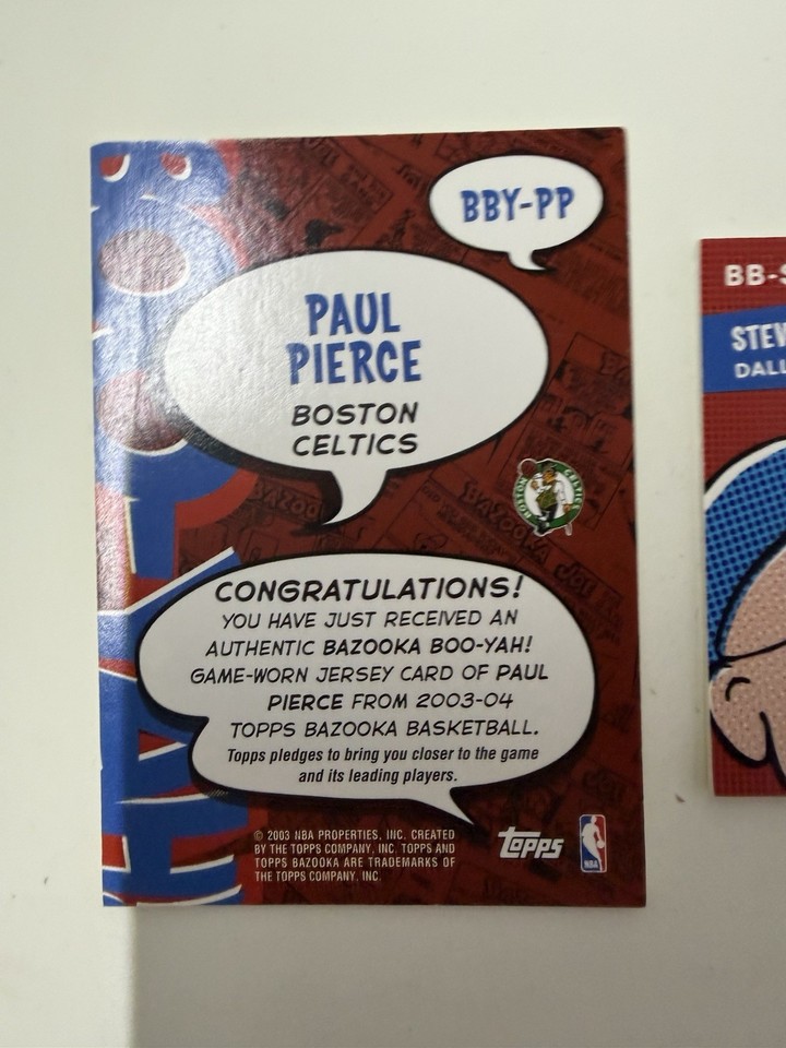 Topps Bazooka Game Worn Jersey Lot (2 Cards) Paul Pierce Steve Nash | eBay