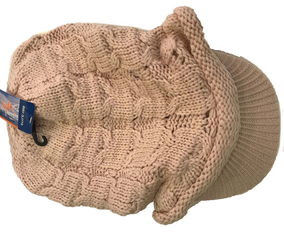 Ladies Women Knit Visor Beanie Warm Winter Baggy Hat Ski Cap | eBay