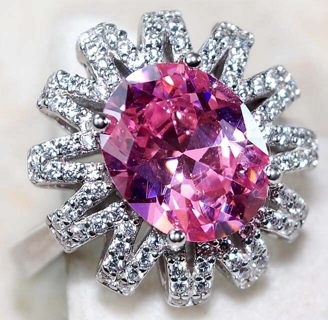 6CT Treated Pink Sapphire & Topaz 925 Sterling Silver Ring Jewelry Sz 6 ...