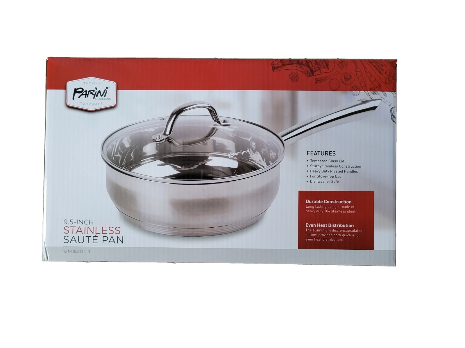 Parini 9.5 Stainless Steel Saute pan with aluminum disc encapsulated ...
