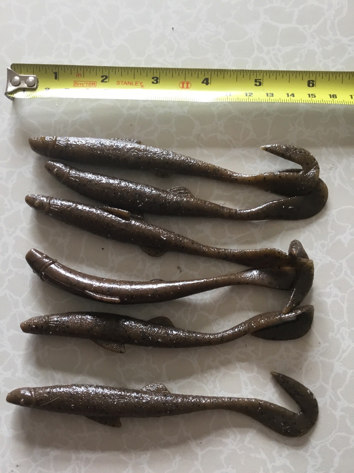 Sea fishing lures jelly worms Cod Pollock Bass Scented 6” Brown Sandeel ...