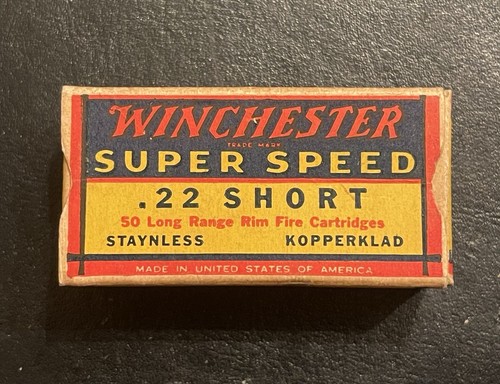 Winchester Super Speed 22 Short Ammo Box with Tray Staynless Kopperklad ...