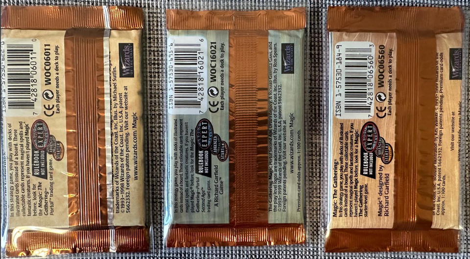 MTG Urza's Block 3 Booster Pack Lot Urza's Saga Legacy Destiny 1998 ...