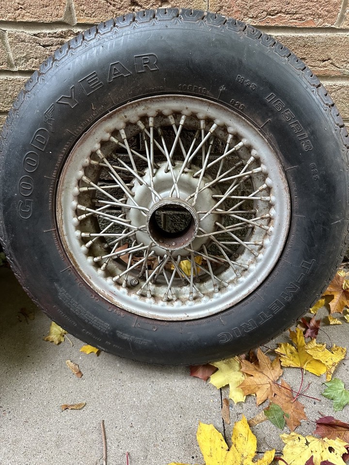 Set of 4 Sunbeam Alpine, Sprite, Midget 13 inch wire wheels ex ...