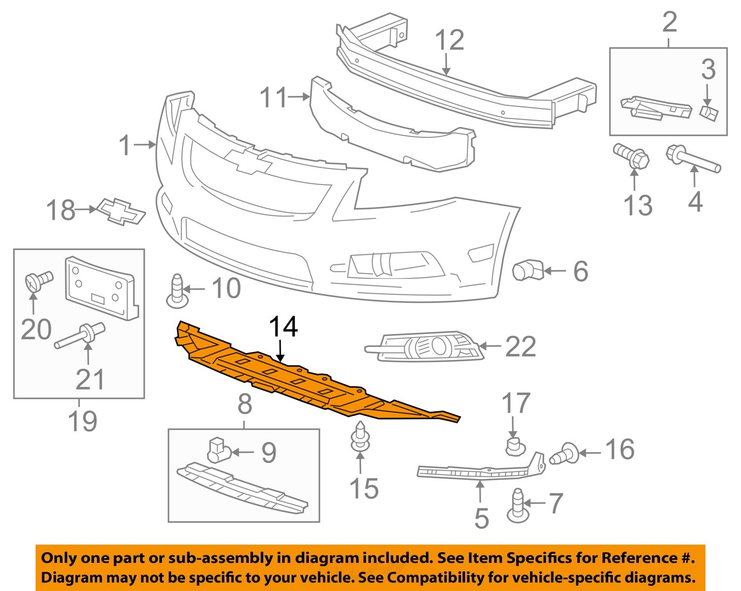 Chevrolet GM OEM 11-15 Cruze Front Bumper Grille-Lower Cover 95212249 ...