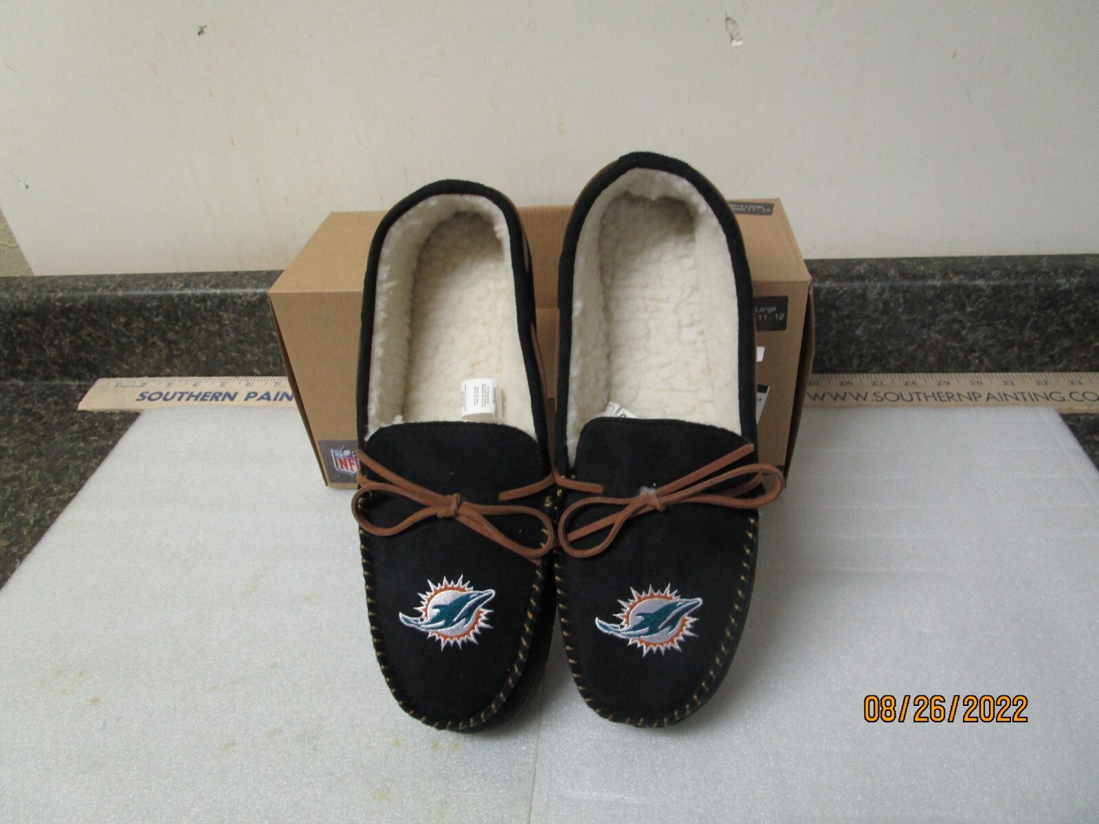 New! NFL Miami Dolphins Mens Black Moccasin Slippers | eBay
