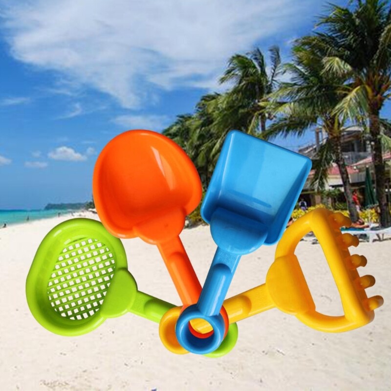 4pieces Sandcastle Toy Reusable Kid Seaside Sand Toy Colorful Shovel ...