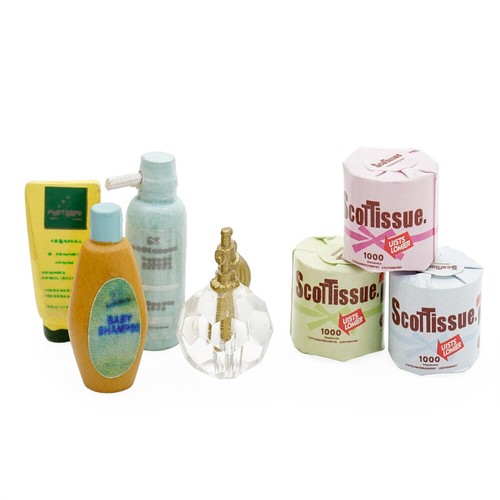 1:12 Miniature 7Pcs Bathroom Accessory Toilet Paper Shampoo Cleanser ...