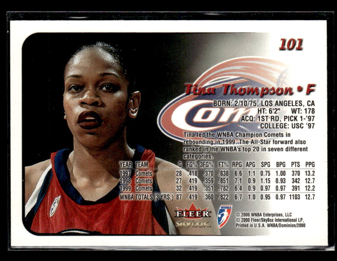Tina Thompson 2000 SkyBox Dominion WNBA #101 Houston Comets | eBay