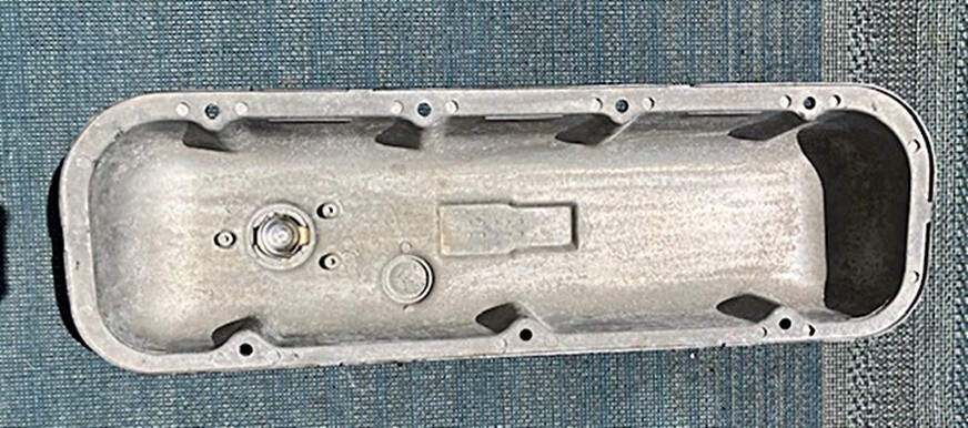 VALVE COVER, SINGLE Chevy BBC, finned alum. OG,DISPLAY, MAN CAVE WALL ...