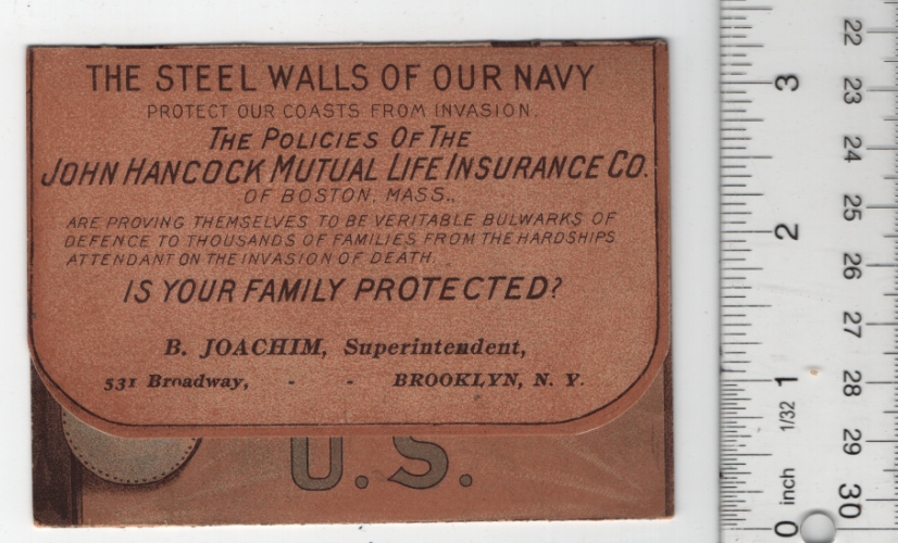 John Hancock Insurance US Navy Victorian Trade Card 1800s 3"x4" VTC ...