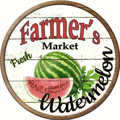 Farmers Market Fresh Watermelon 12" Round Metal Sign Rustic Retro ...