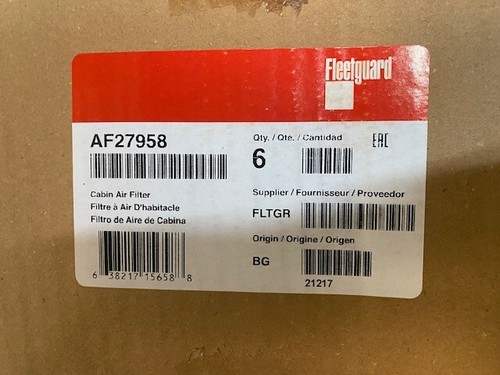 (CASE OF 6) AF27958 FLEETGUARD CABIN AIR FILTER PA5679 (NEW) | eBay