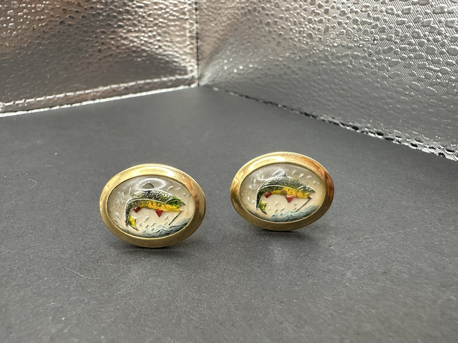 Vintage Anson Reverse Paint Fish Rainbow Trout Glass … - Gem