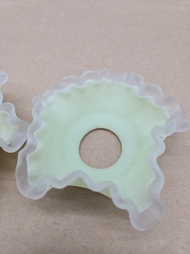 2 Vintage Antique Hand Crimped Uranium Yellow Glass Bobeches Color ...