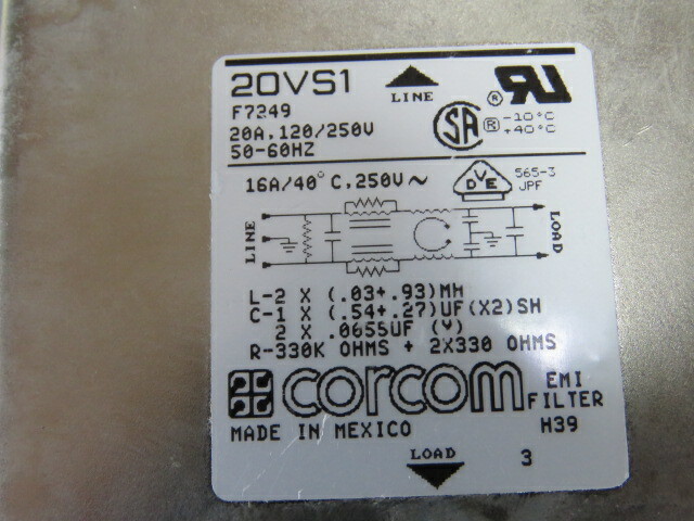 Corcom 20VS1 Power Line RFI Filter 20 Amp 120/250 VAC for sale online ...