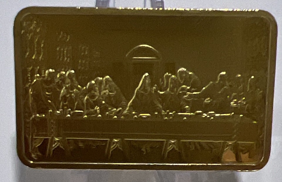 * Jesus Christ & Last Supper Gold Pl Bar Metal Coin *Great Religious ...