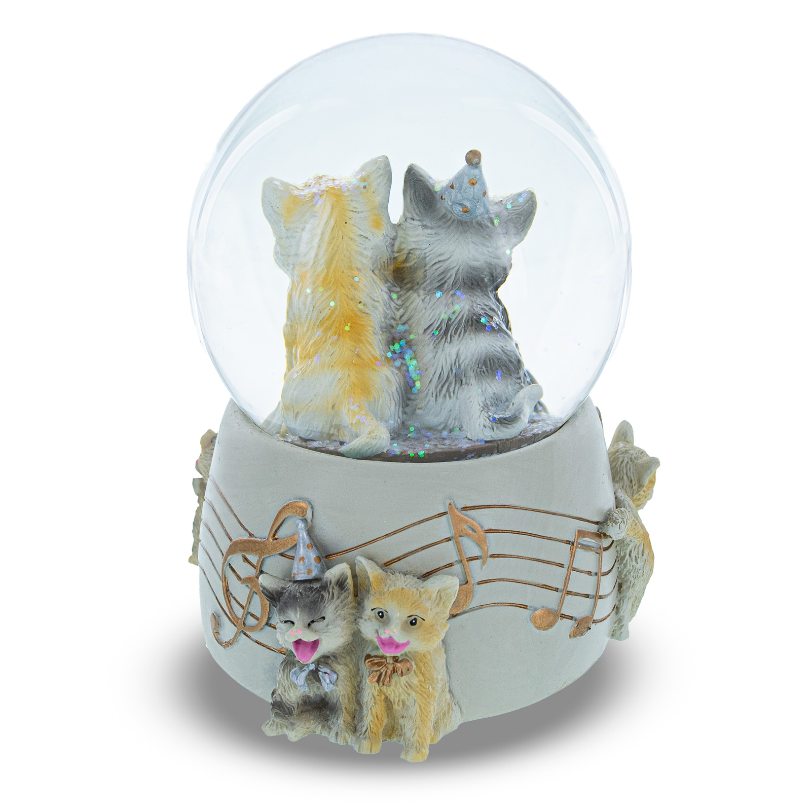 Feline Festivity: Musical Water Snow Globe with Cats Enjoying a Party ...