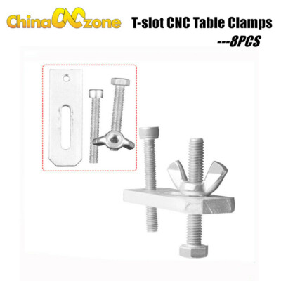 8PCS CNC T-slot Table Clamps Metal Fixture Tools For Engraver machine ...