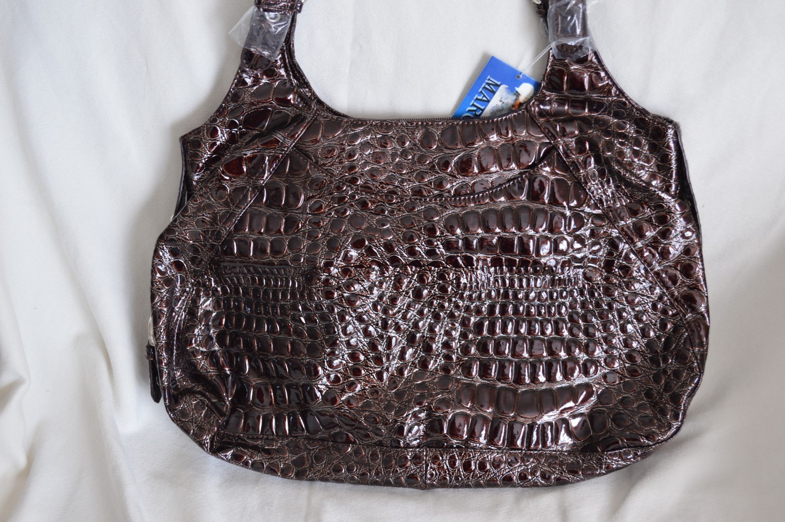 Marco Shoulder Purse Hand Bag Brown Faux Alligator Skin NEW Zip Closure ...