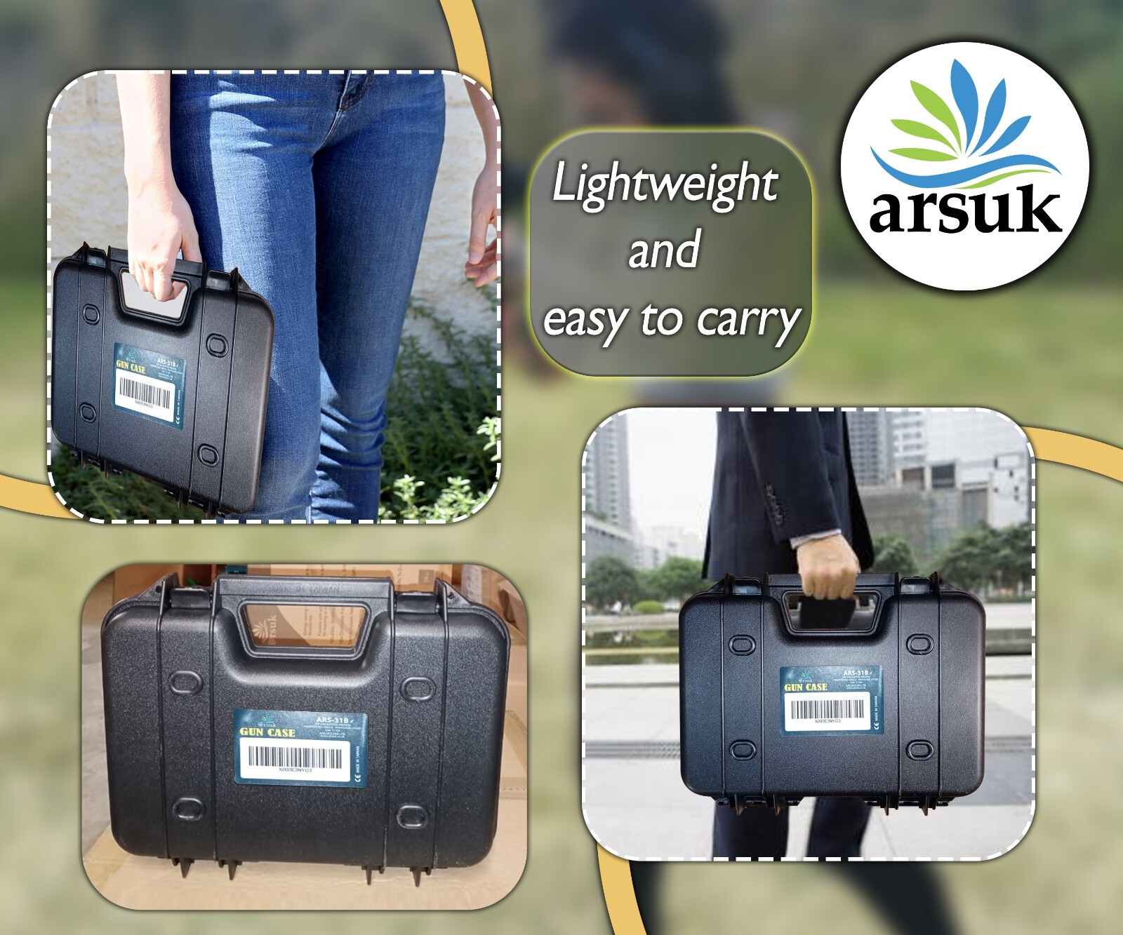 Airsoft Pistol Case Hard Gun Storage Waterproof Lockable Foam Inserted ...