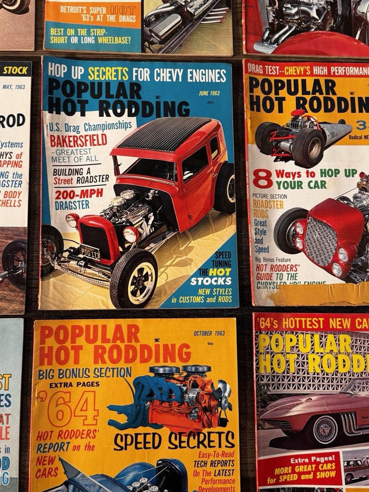Vintage POPULAR HOT RODDING 1963 Full Year Magazine Lot (12) Muscle ...