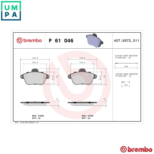 BRAKE PAD SET DISC BRAKE P 61 046 FOR RENAULT CLIO/MIO/II/Mk SPORT ...