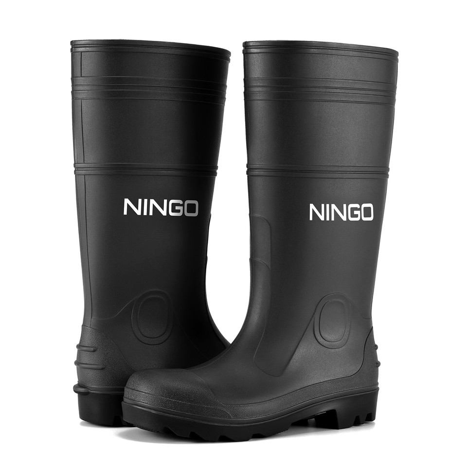 NINGO Men Steel Toe/Shank Work Rain Boot Arch Support Construction ...