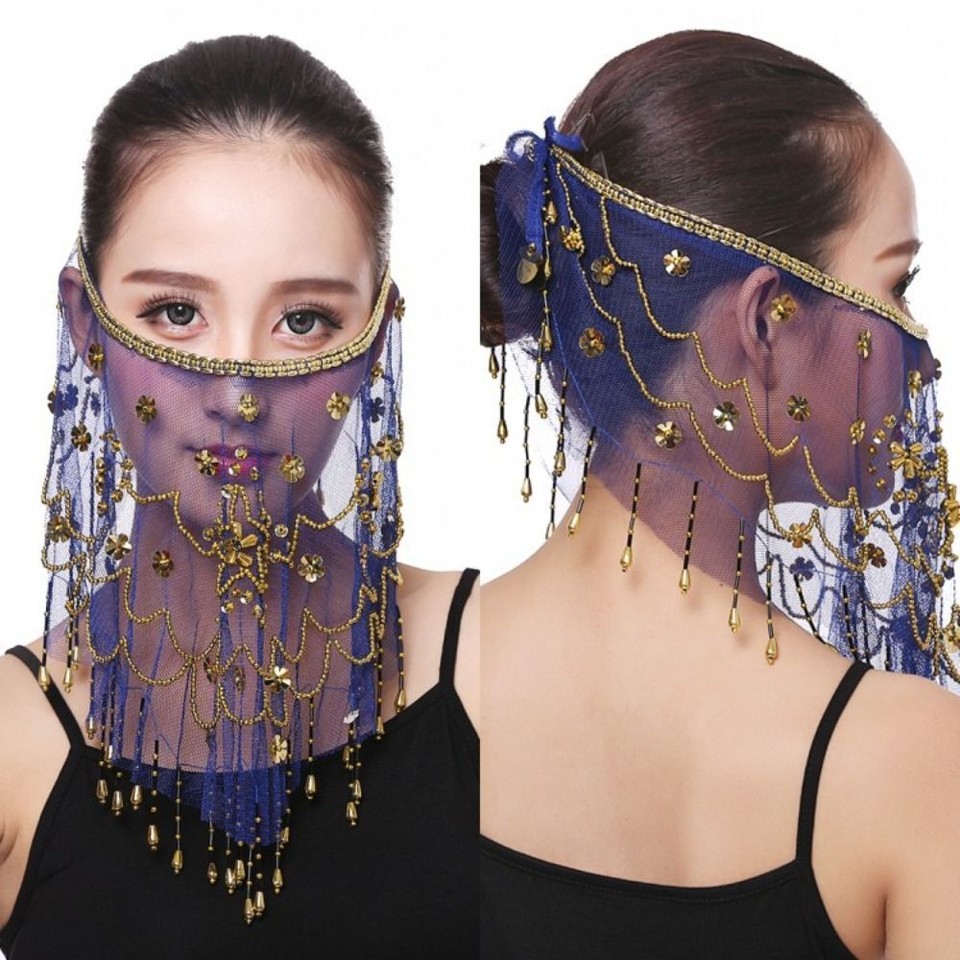 Face Veil Belly Dancing Veils Costumes Mesh Face Veil Indian Belly ...