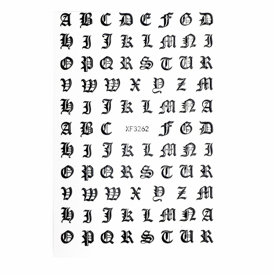3D Nail Art Latin Roman English Alphabet Letter Sticker Decals US ...
