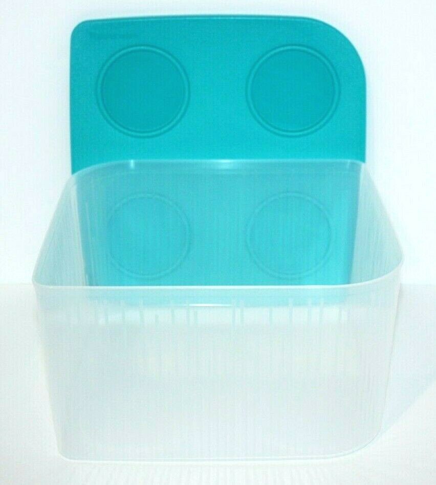 Tupperware Fresh N Cool XL Square Modular Fridge Container 22 Cups Blue ...