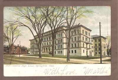 VINTAGE POSTCARD 1908 CENTRAL HIGH SCHOOL, SPRINGFIELD MASSACHUSETTS | eBay