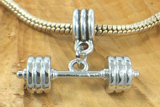 Barbell,Dumbbell Bodybuilding,Weight Lifting 3 D Charm for Bracelet OR ...
