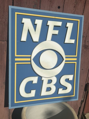 NFL CBS Broadcast Booth Sign On Field Football Banner 29” Rare History ...