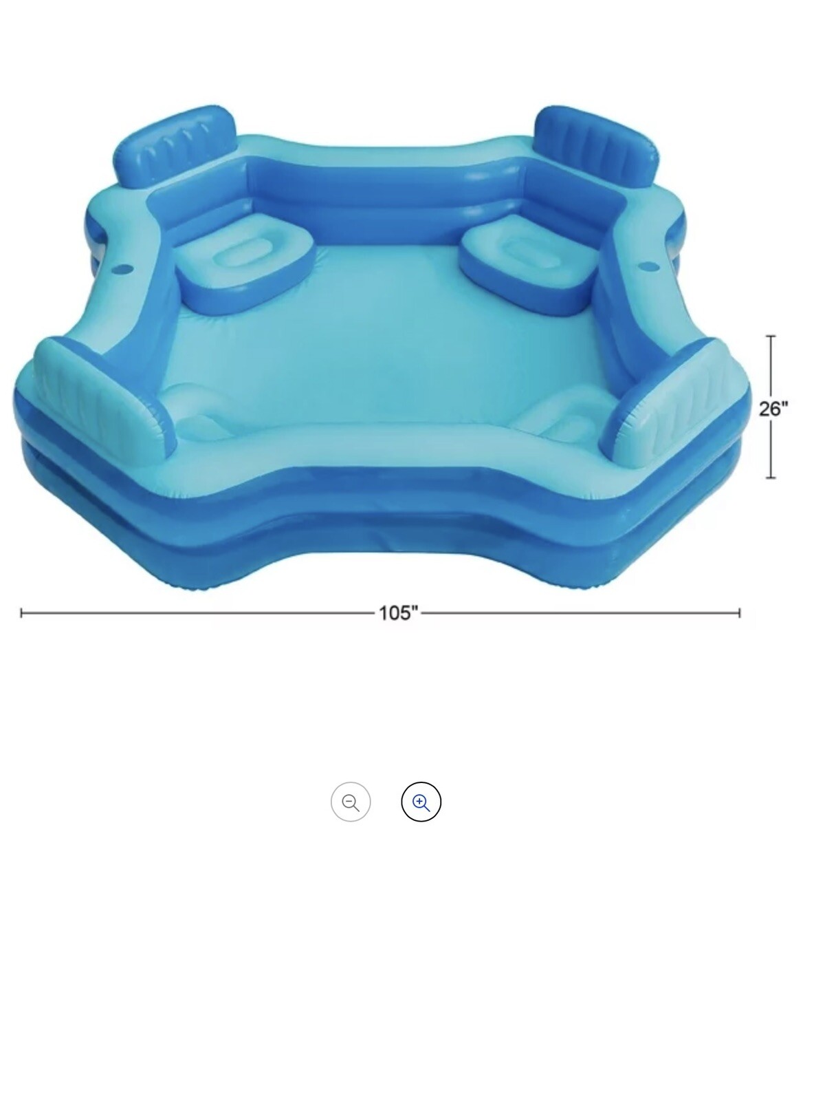 Bluescape Blue Deluxe Inflatable Family Pool, Square, with 4 Seats. | eBay