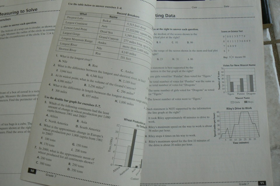Prentice Hall Math Course 1, gr.7,5 pc.lot 2009 Student wkbk,TestExam ...