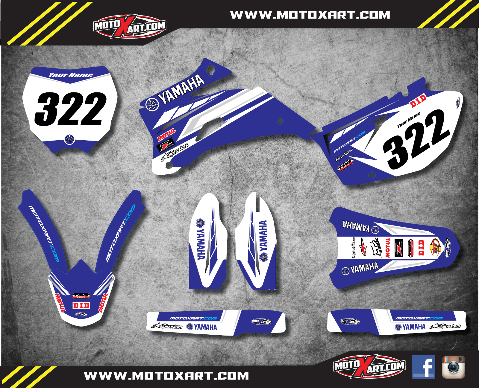 Full Custom Graphic Kit Yamaha YZF 250 - 2006 - 2009 PREMIERE STYLE ...