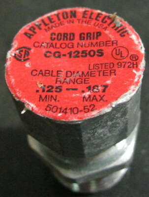 Appleton CG-1250S Cord Grip .125-.167 Diameter Range | eBay