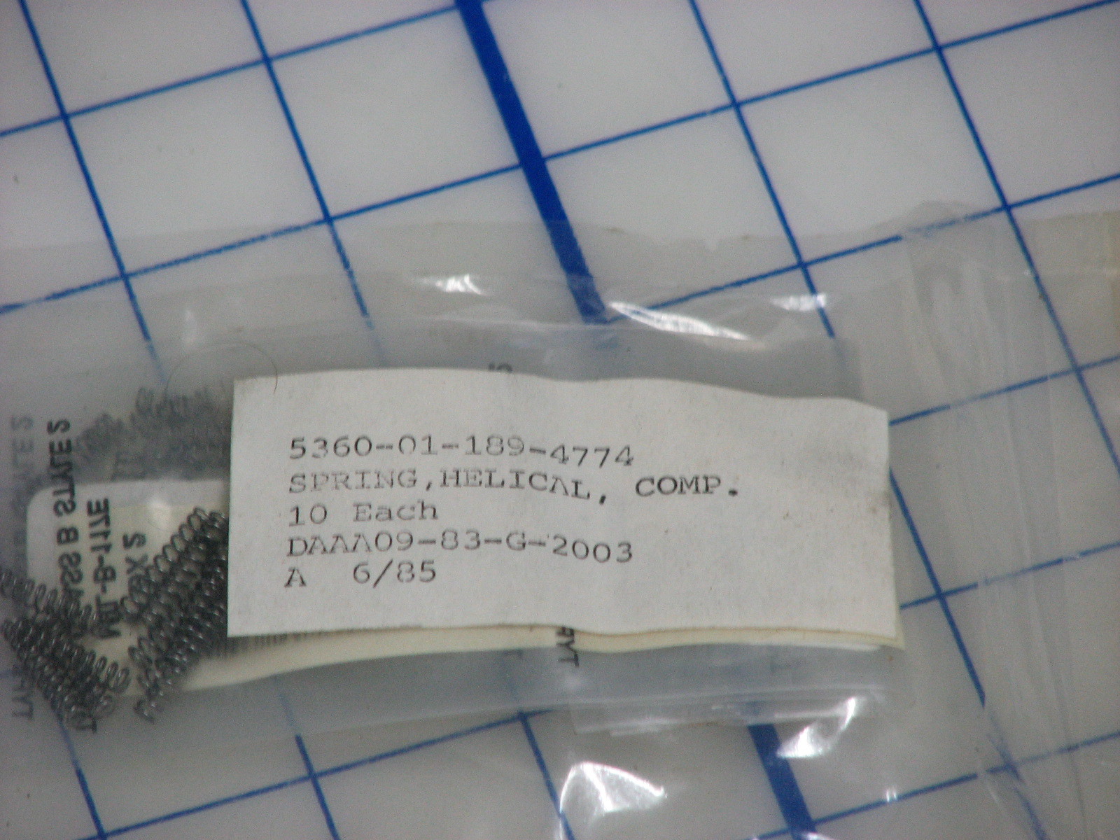 *1,100 + spring helical comp military surplus 1985 dated bag lot ...